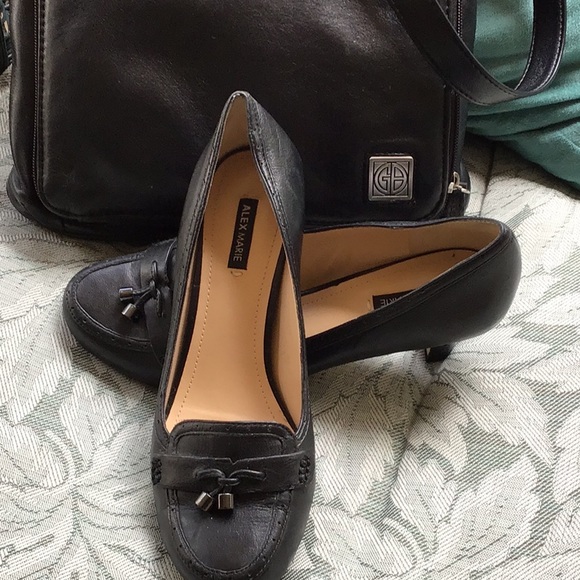 Alex Marie | Shoes | Alex Marie Black Leather Heeled Shoes | Poshmark